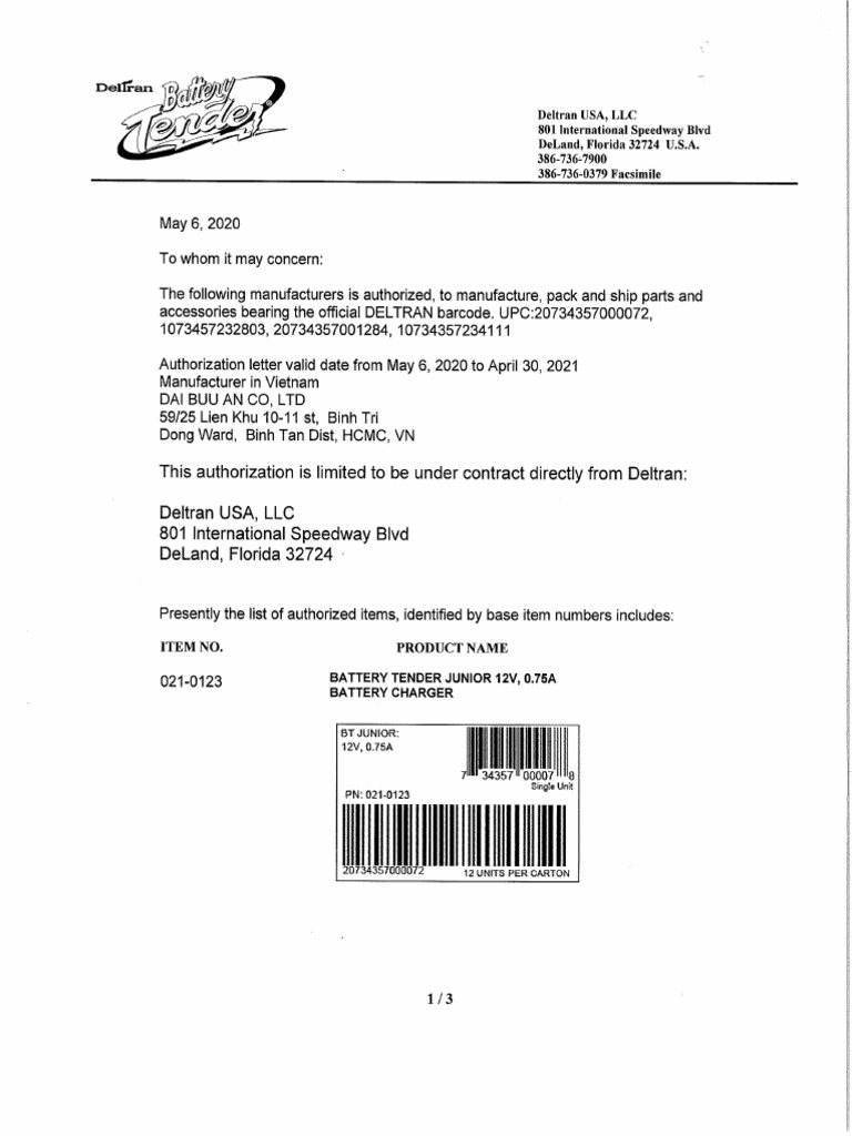 Sample - Authorization Letter Barcode | PDF
