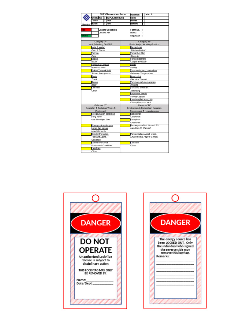 Tag Out Template | PDF