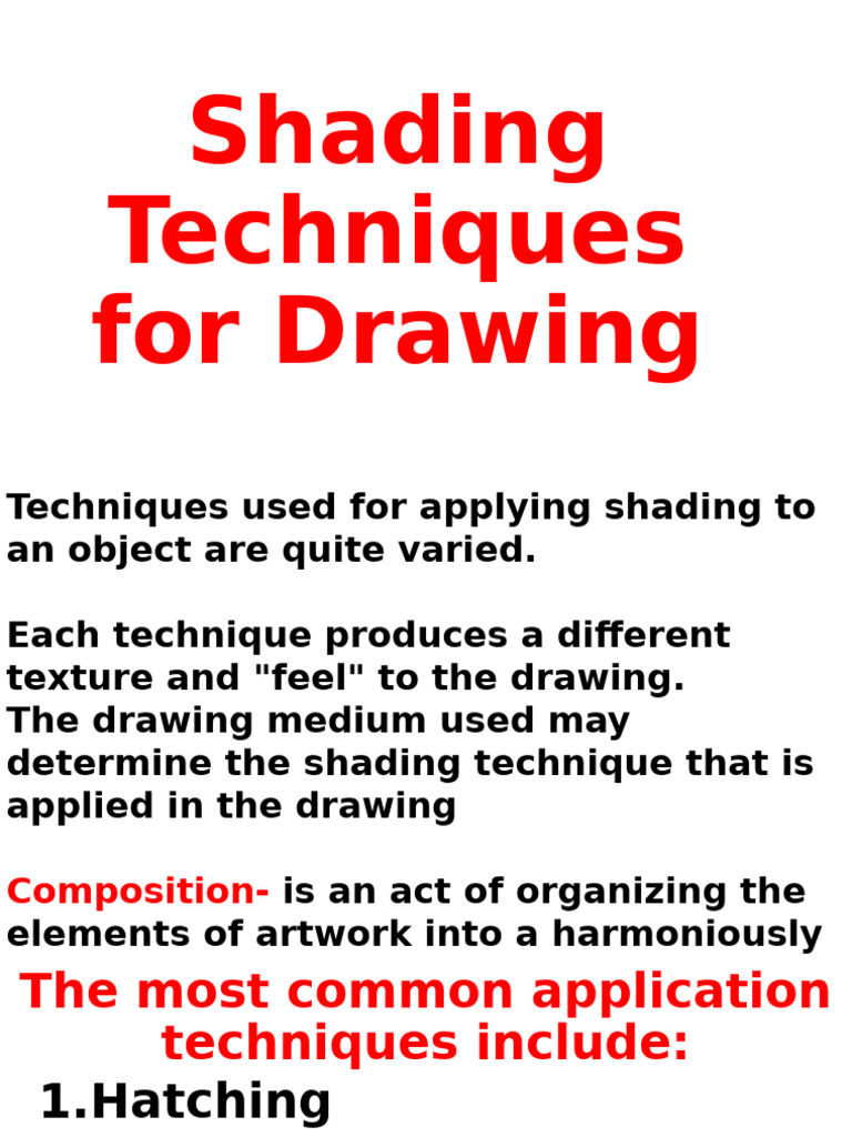 CONTEMP FT LESSON 4shading Techniques For Drawing | PDF | Drawing | Pencil