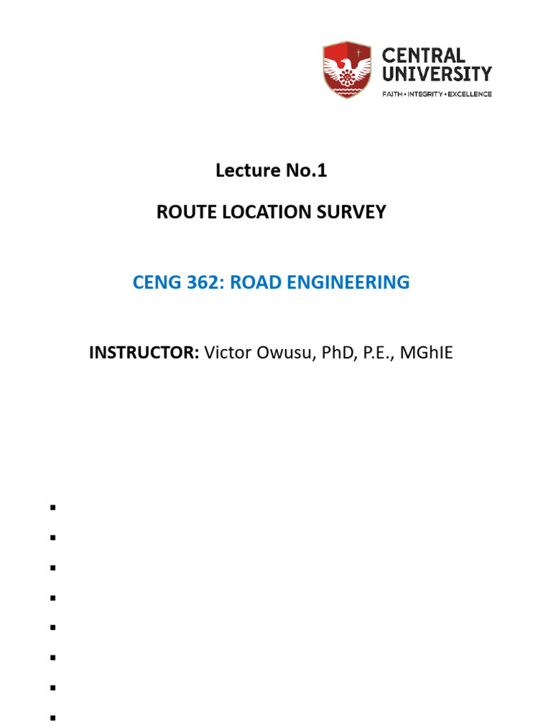 CENG 362 Lecture 1 Route Location Survey | PDF | Road | Topography