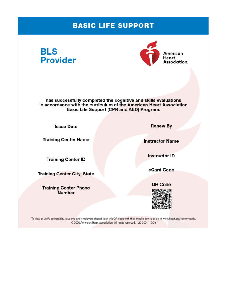 Basic Life Support Certification eCard | PDF