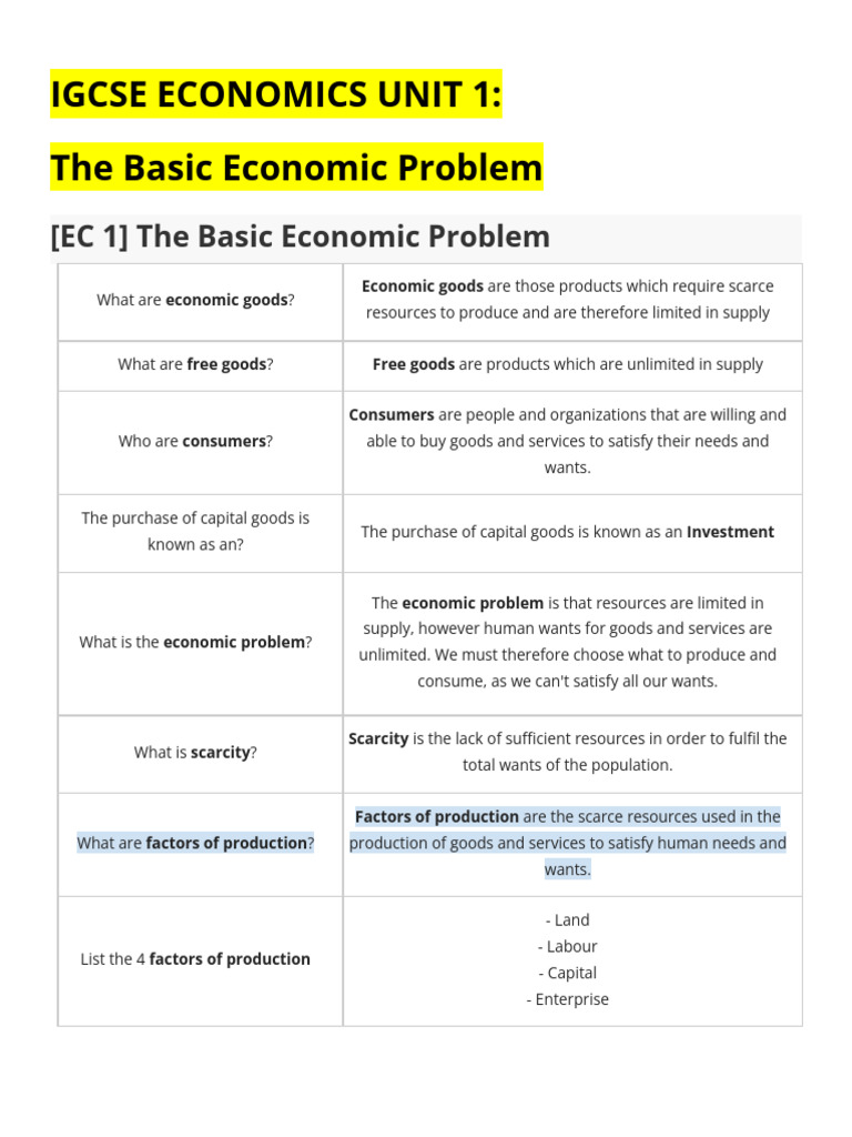 economics table style notes-2 | PDF | Cost Of Living | Elasticity ...