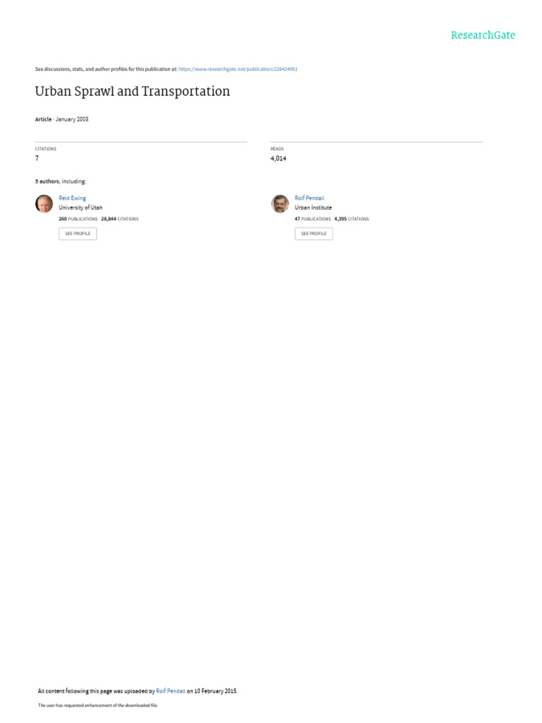 Urban Sprawl's Effects on Transportation | PDF | Urban Sprawl ...