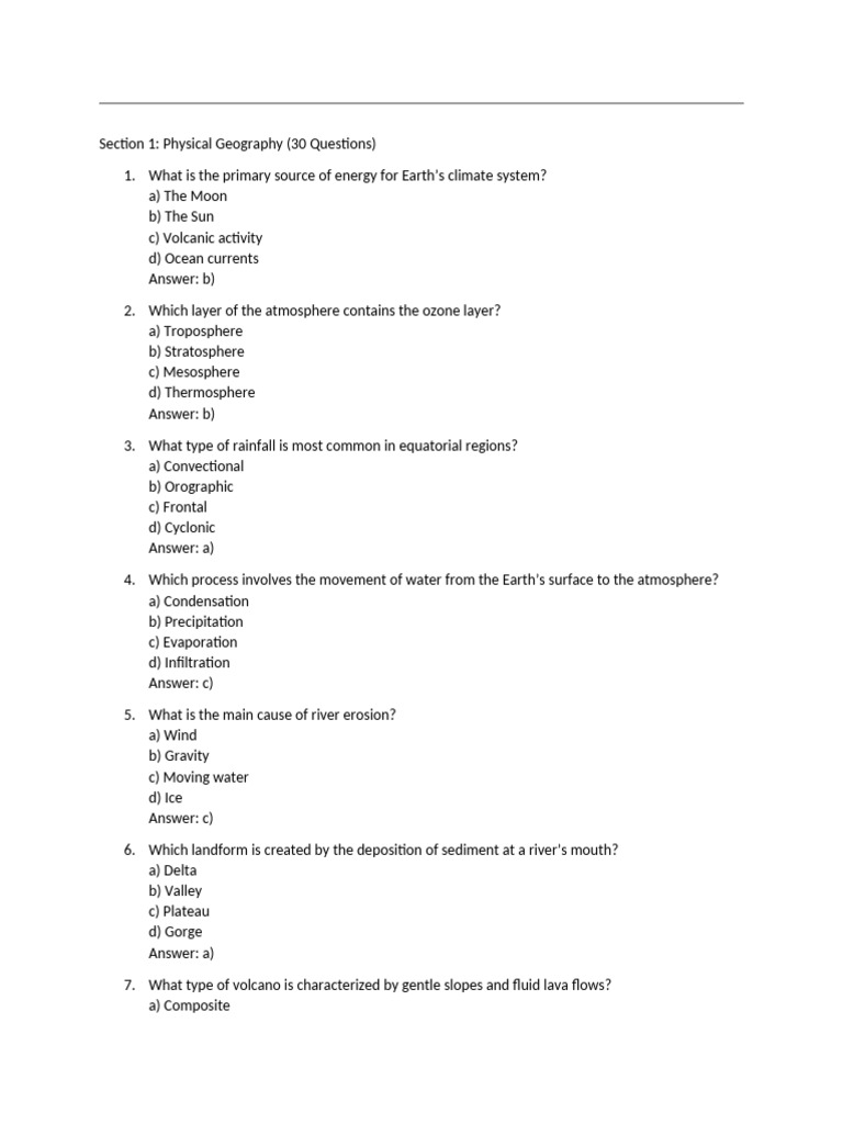Geography Quiz: 90 Essential Questions | PDF | Earth | Atmosphere Of Earth