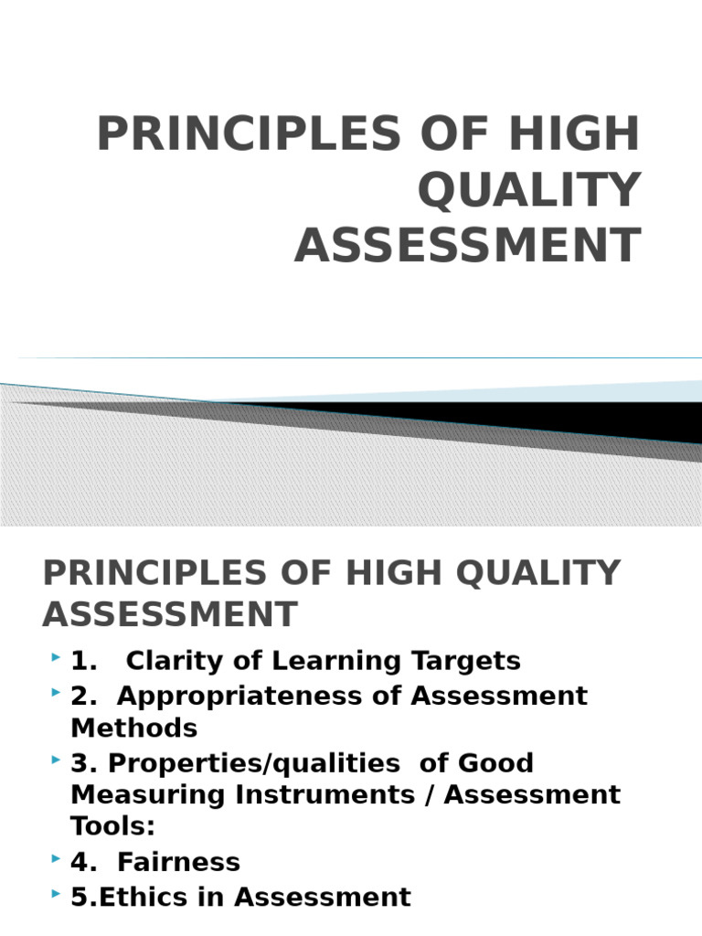 Part 4 Principles of High Quality Assessment | PDF | Educational ...