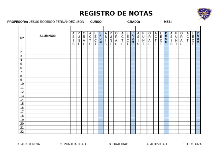 Registro de Notas Educativas | PDF