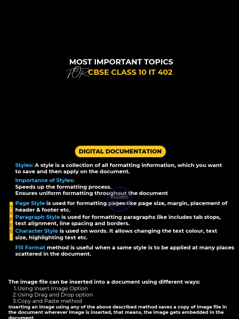 Most Important Topics - Class 10 It | PDF | Data Type | Databases