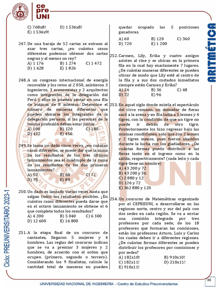 1er Material Cepre Uni 2023-1-1-37-43 | PDF | Probabilidad ...