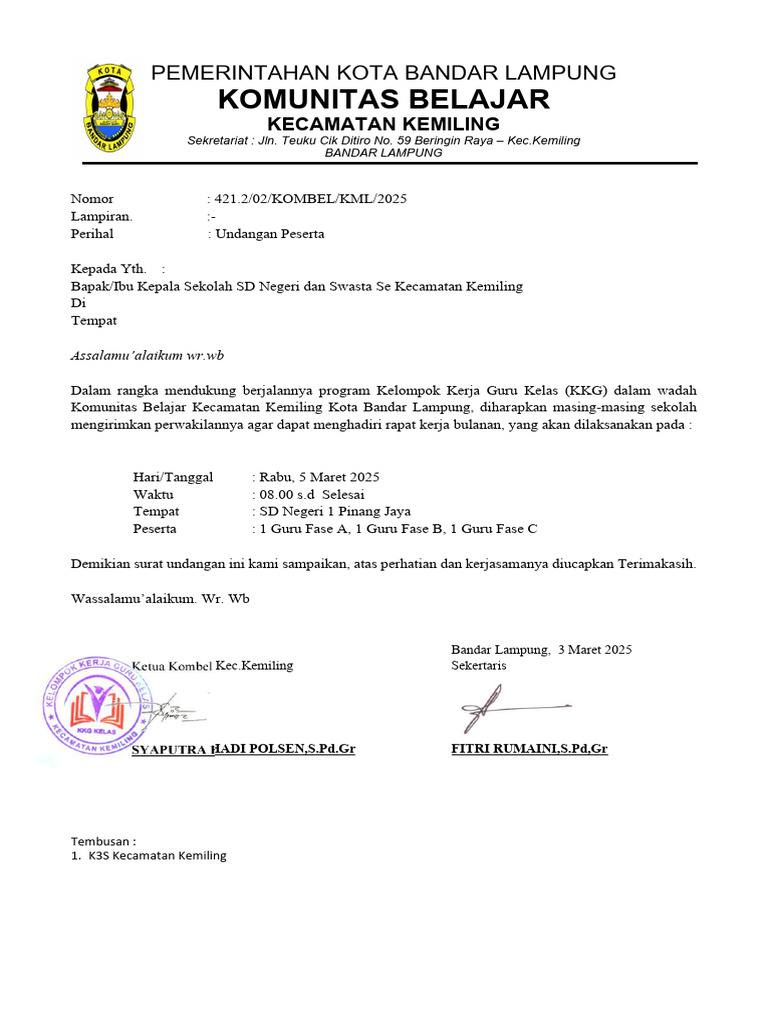 Undangan Rapat Maret Fix | PDF