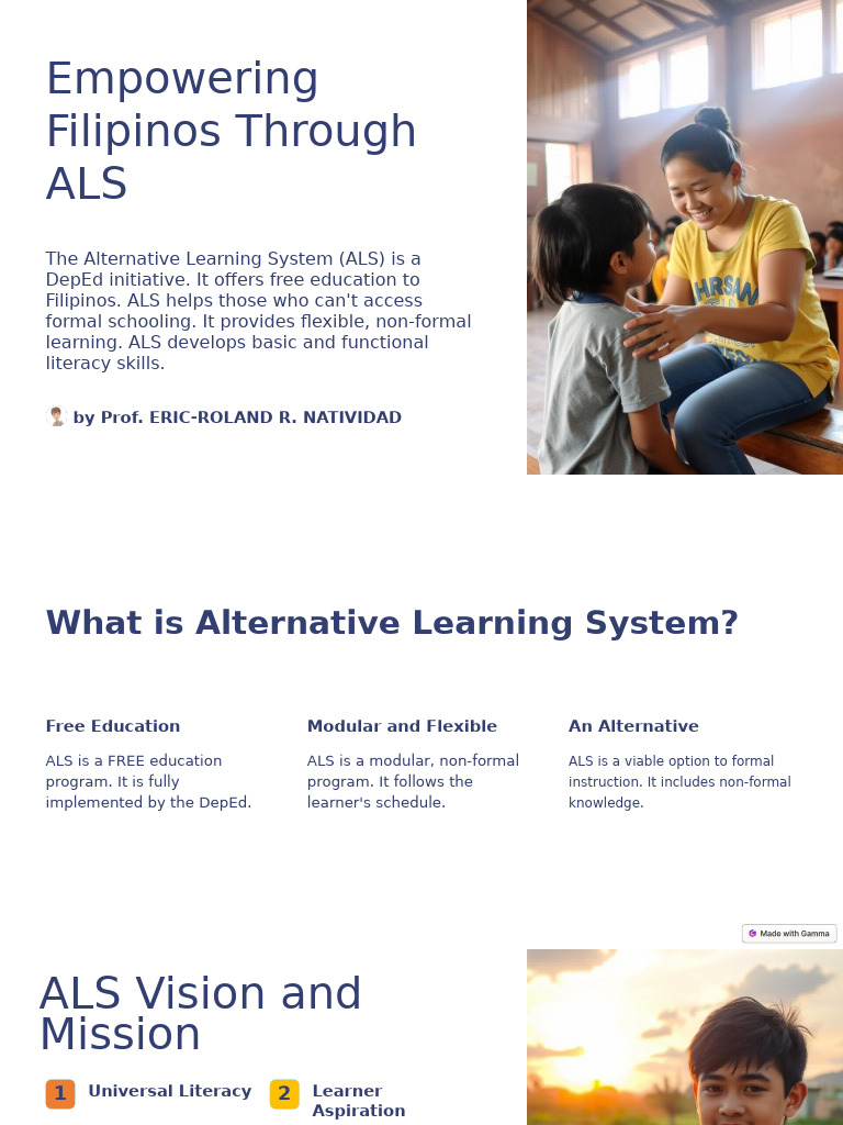 PED 102 Empowering Filipinos Through ALS | PDF | Learning | Literacy