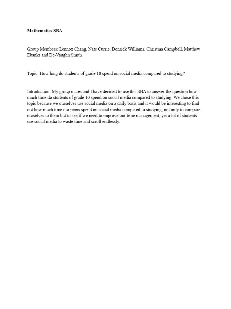 Mathematics SBA | PDF