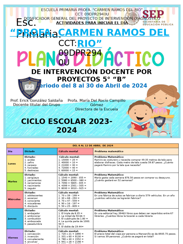 ABRIL PORTADA , ACT5+IVIDADES DE INICIO | PDF