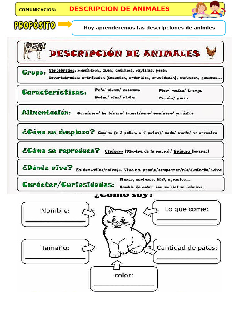 Ficha de Comuni, Descripcion de Animales | PDF