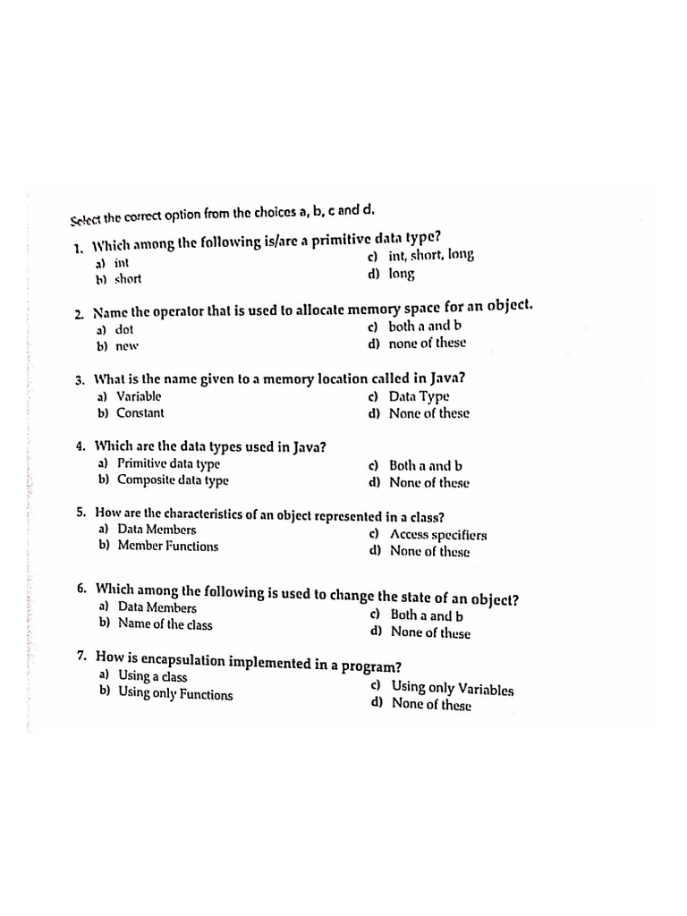 MCQ BASED On Classes and Objects-1 | PDF