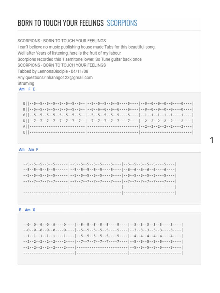 Born To Touch Your Feelings (Scorpions) | PDF