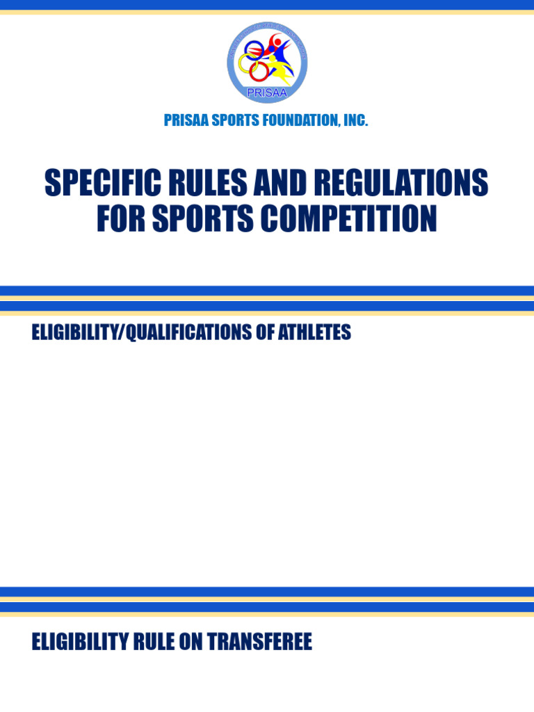 PRISAA Specific Rules and Regulations For Elegibily in Sports ...