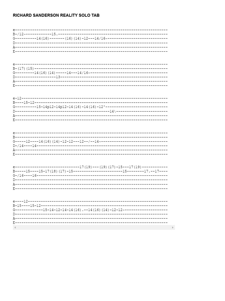 Richard Sanderson Reality Solo Tab | PDF