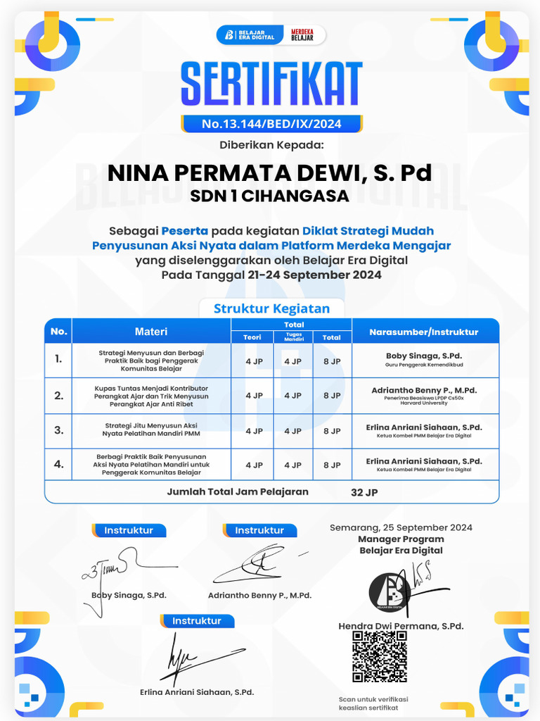 sertifikat_NINA PERMATA DEWI, S. Pd | PDF