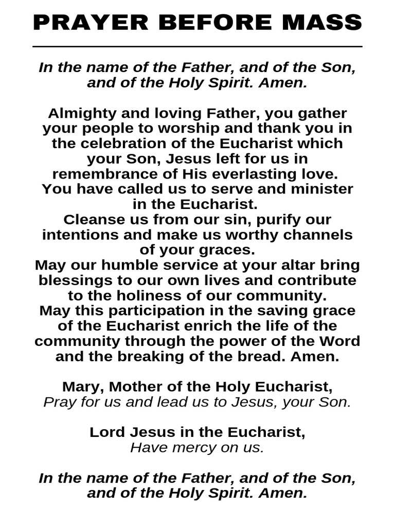 Prayer Before & After Mass | PDF