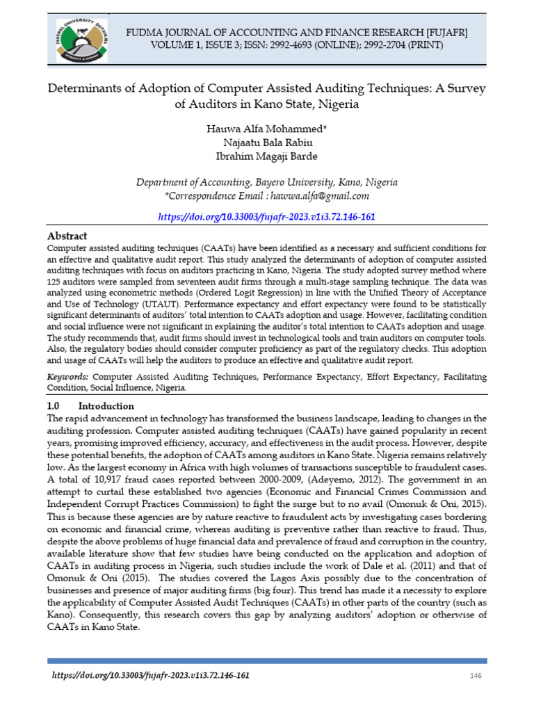 FUJAFR Mohammed+et+al. 2023 v1 I3 72 | PDF | Audit