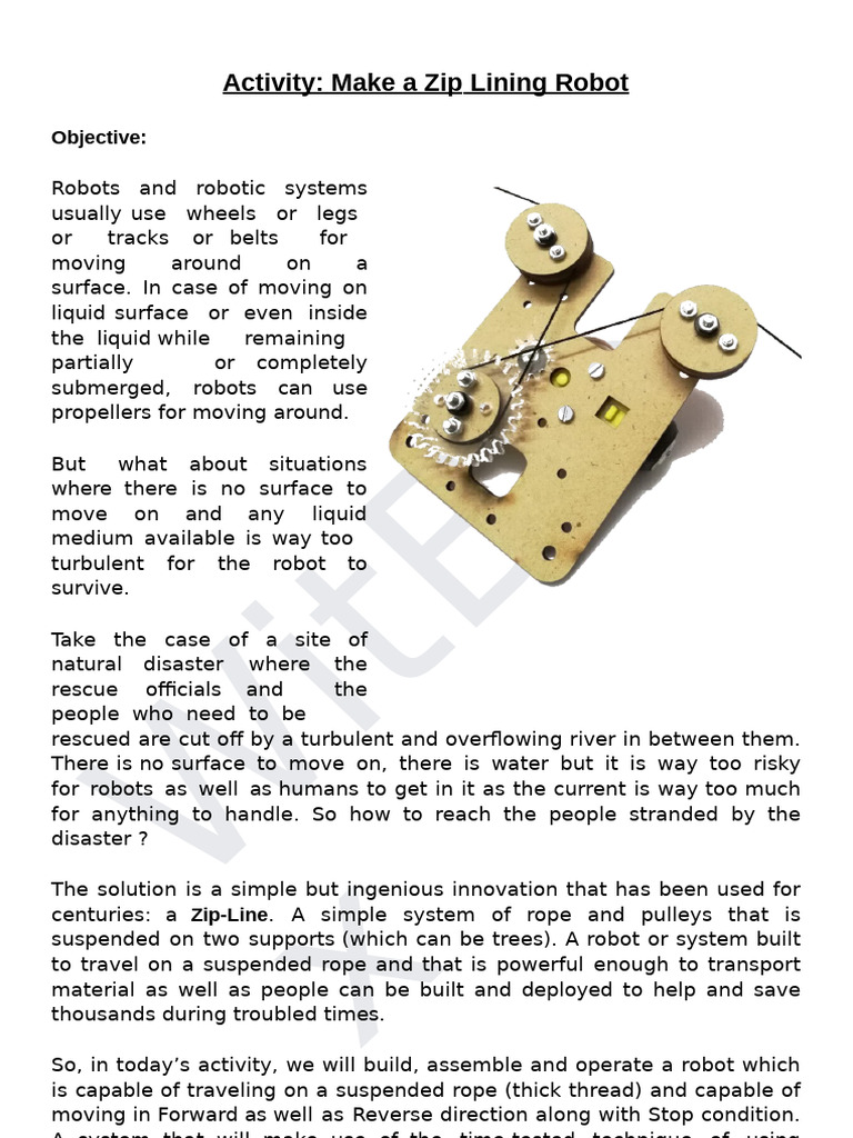 Activity - Make A Zip Lining Robot New Version | PDF | Robot | Robotics