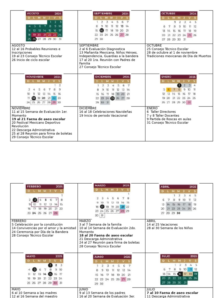 Calendario Anual 24-25 | PDF