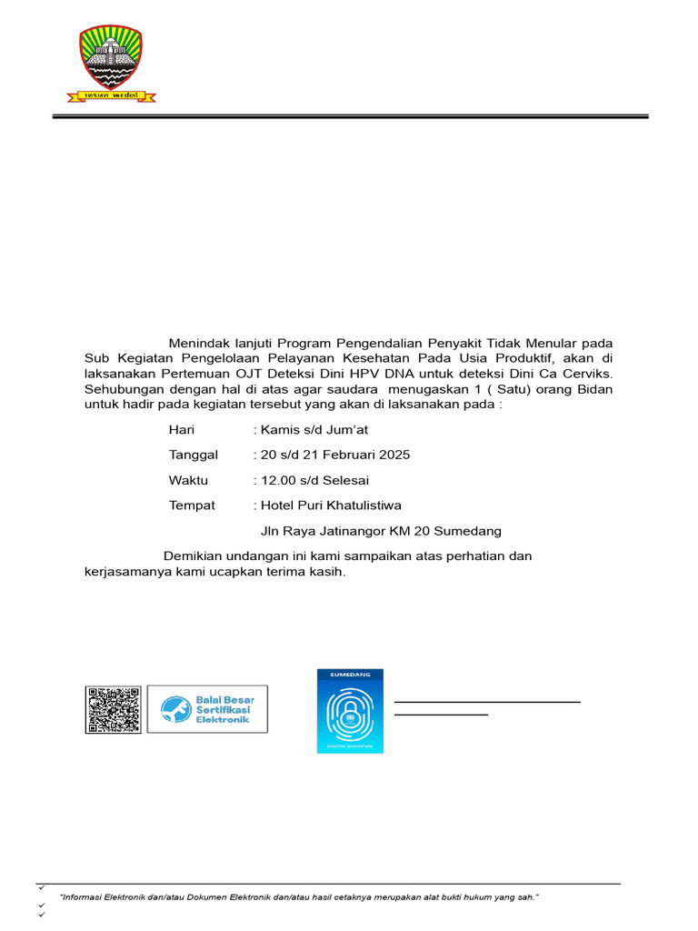 Surat Undangan OJT HPV DNA | PDF