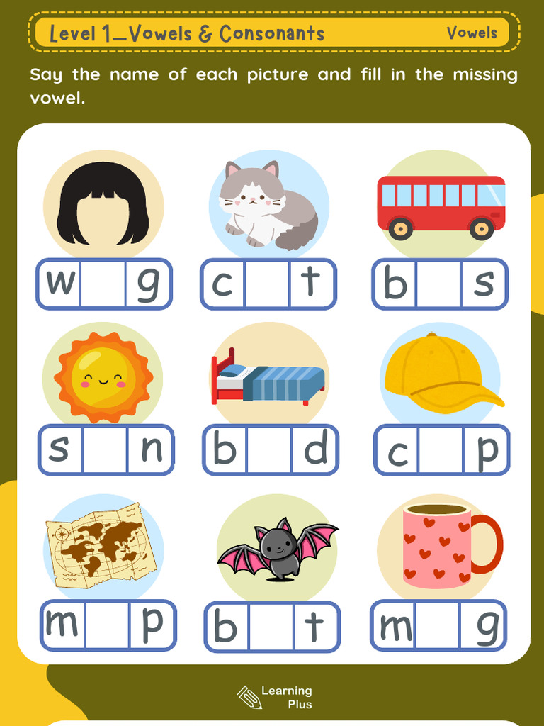 Fill in Missing Vowels Activity | PDF | Phonetics | Linguistics