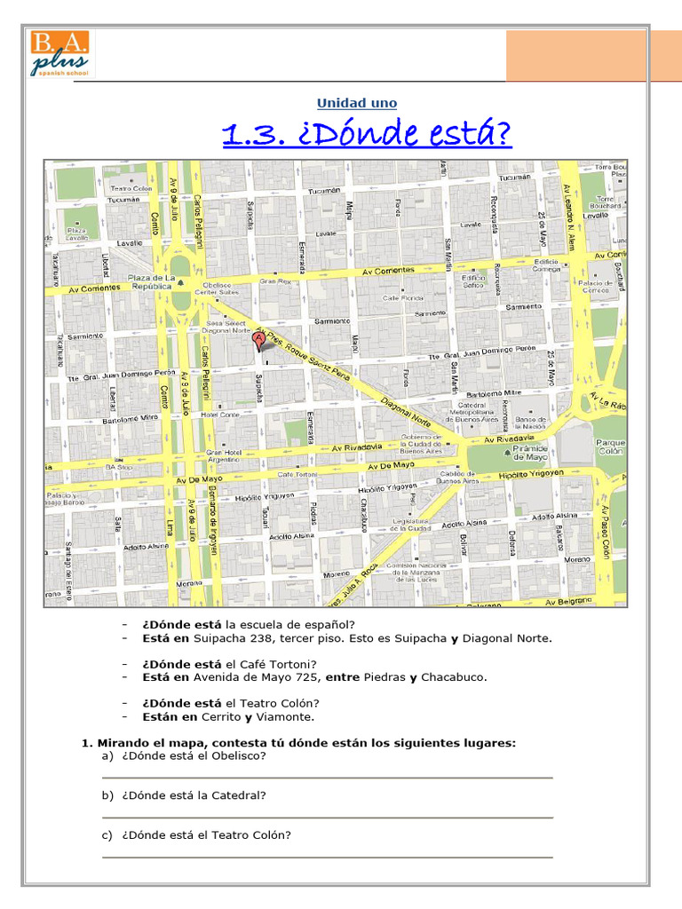 P1 - Verbo Estar - Location | PDF