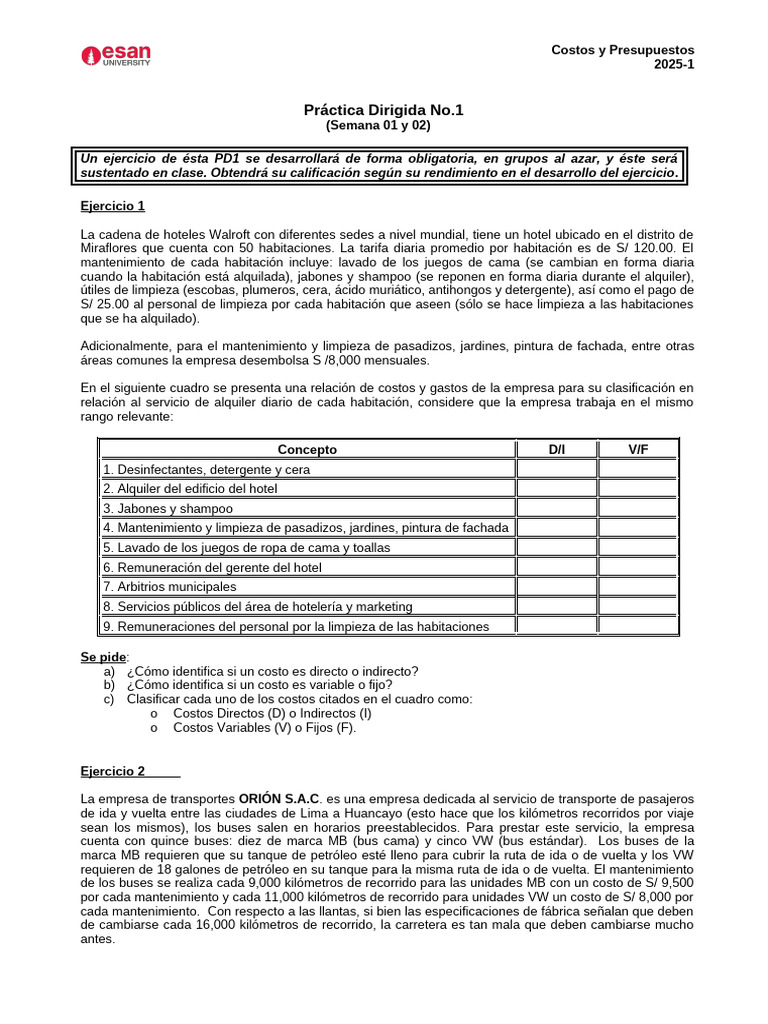 PD1 2025 1 CYP | PDF | Margen bruto | Presupuesto