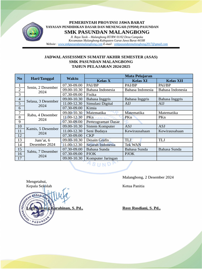 Jadwal ASAS | PDF