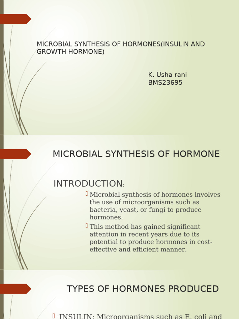 Microbial Production of Insulin & HGH | PDF | Insulin | Growth Hormone