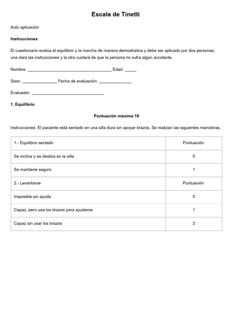 Escala de Tinetti,t | PDF