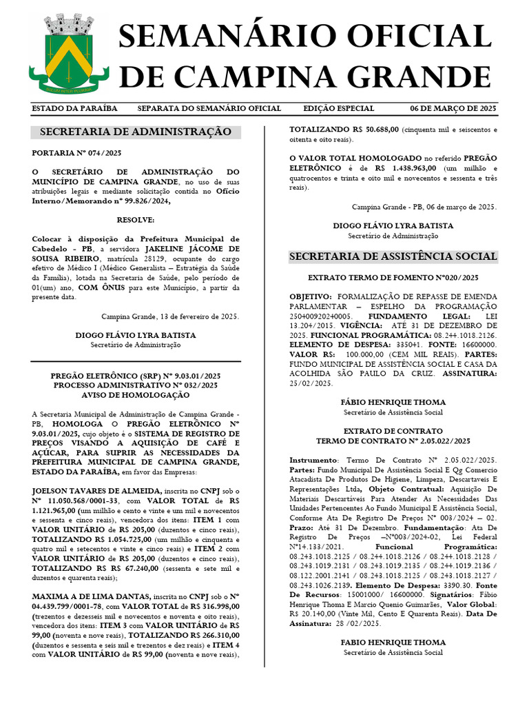 Separata Do Semanario Oficial 06 de Marco de 2025 | PDF | Enfermagem