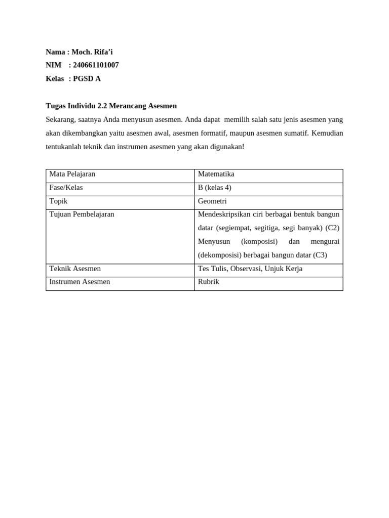 Menyusun Instrumen FIX | PDF