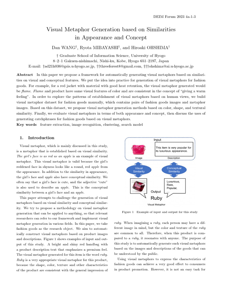 Visual Metaphor Generation based on Similarities in Appearance and Concept | PDF | Metaphor ...