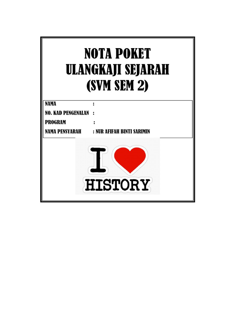SVM Sem 2 Nota Sejarah | PDF