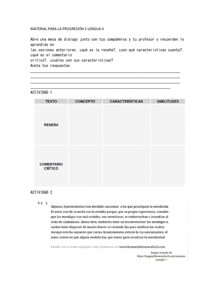 MATERIAL PARA LA PROGRESIÓN 2 LENGUA II | PDF