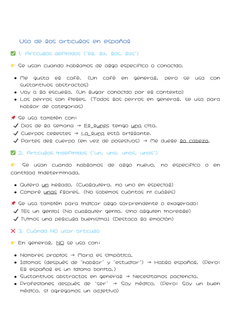 Uso de artículos: definidos e indefinidos | PDF
