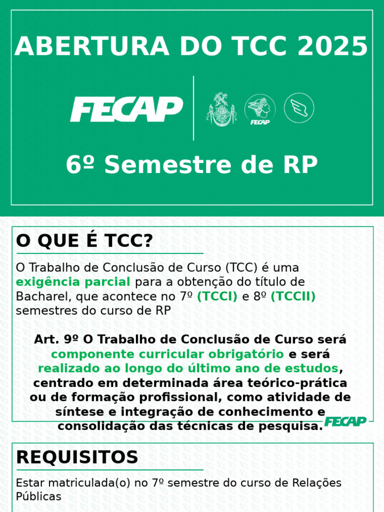 Abertura do TCC 2025 em RP | PDF | Relações públicas | Comunicação