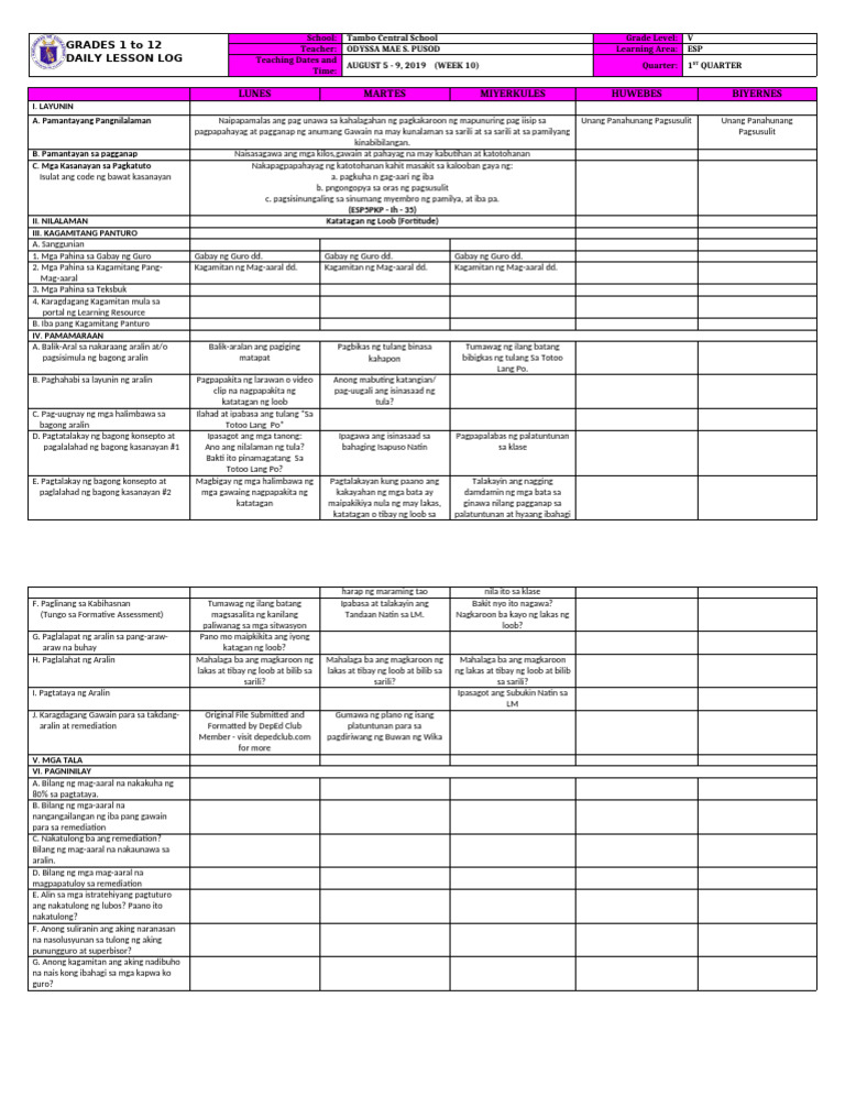 DLL_ESP 5_Q1_W10 | PDF