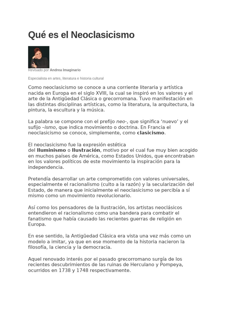 Qué es el Neoclasicismo | PDF | Periodo Clásico (Música) | Era de iluminacion