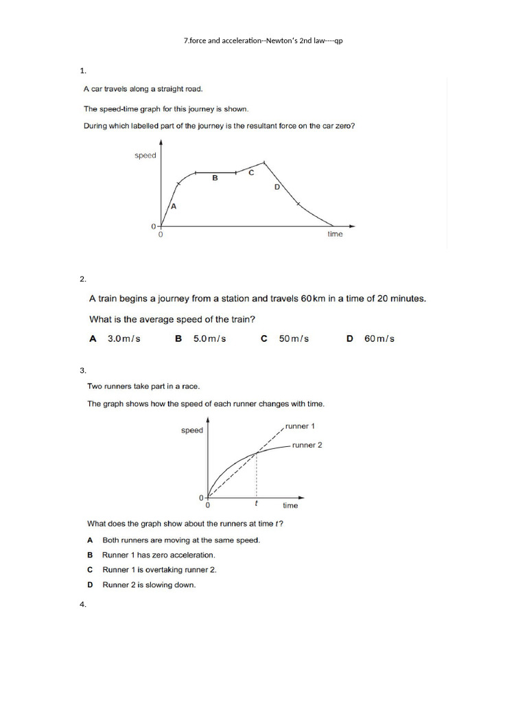 7.force and Acceleration - Newton S 2nd Law - QP | PDF