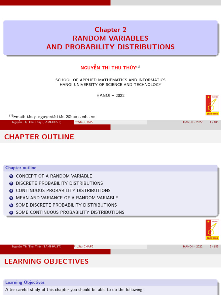 ProSta_Chap2(2021.2) | PDF | Probability Distribution | Random Variable