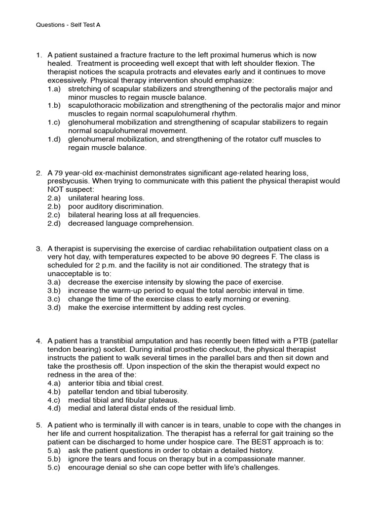 APC Written Exam Practice Questions | PDF | Anatomical Terms Of Motion ...