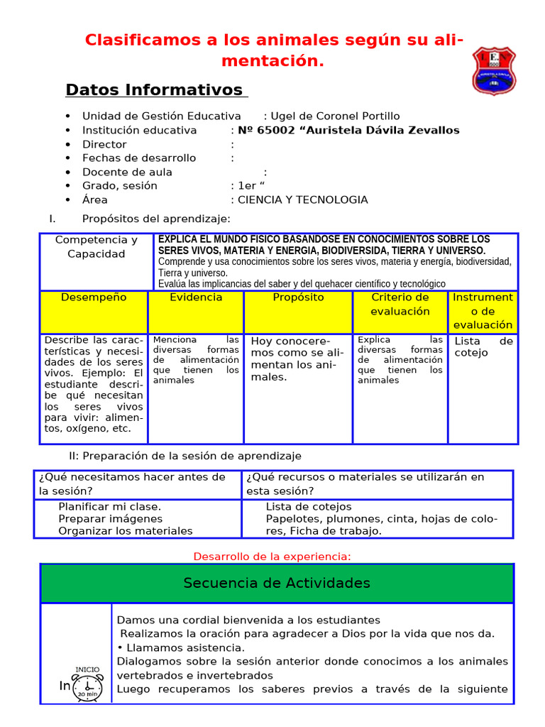 CyT Clasificamos Los Animales Segun Su Alimentacion | PDF