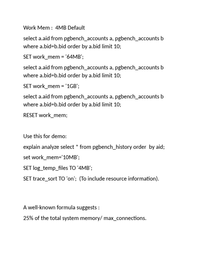 Work Mem Examples | PDF