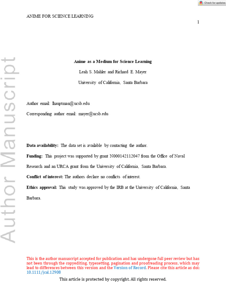 Anime | PDF | Learning | Cognitive Science