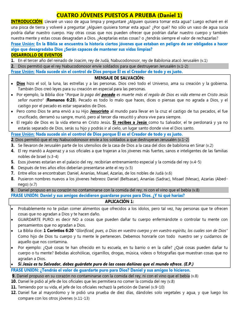 Lección Biblica - Daniel 1 | PDF | Daniel (figura bíblica) | Dios