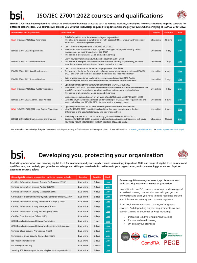 BSI Academy ISO 27001 Courses and Qualifications 23 | PDF